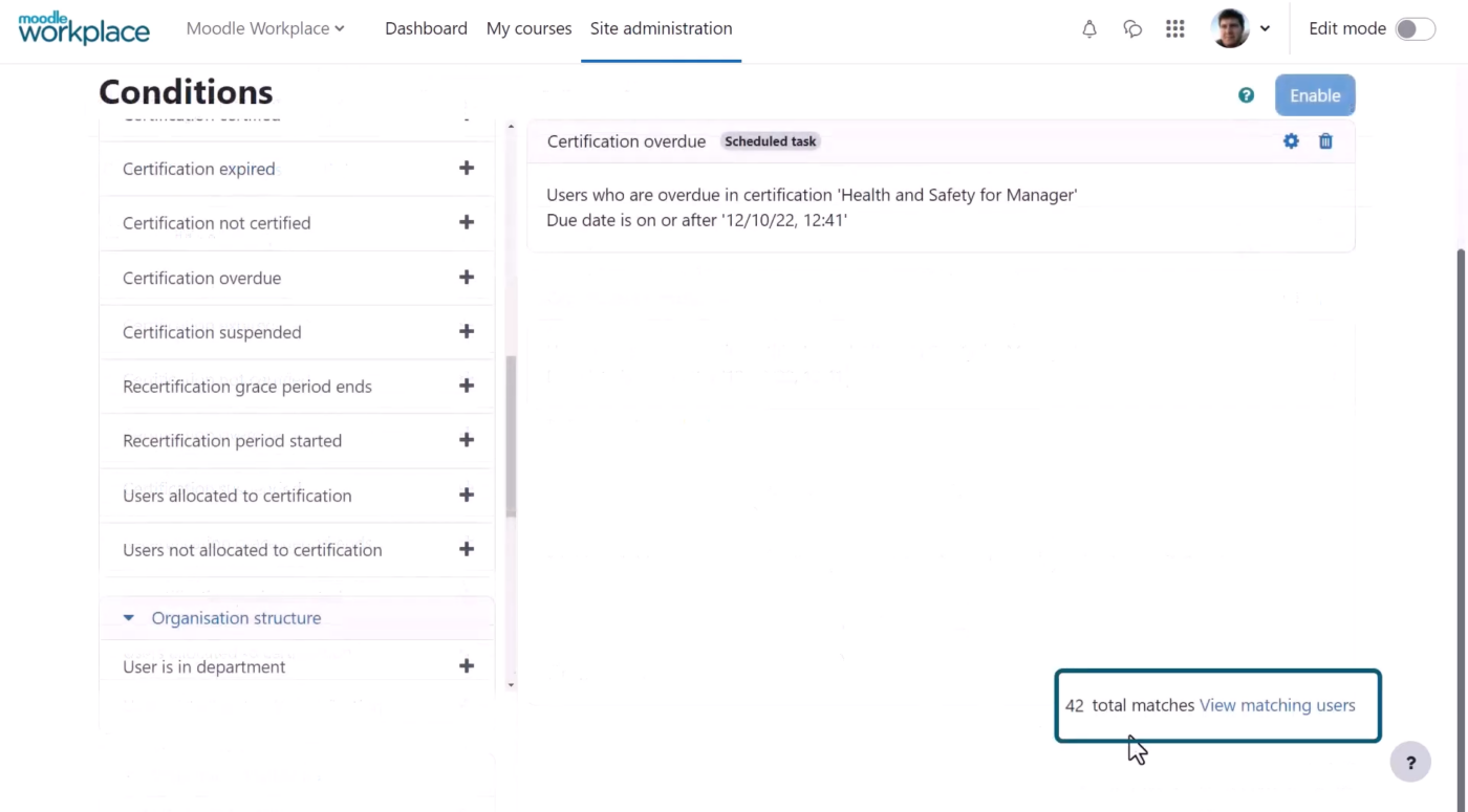 Moodle Workplace 4: Dynamic rules feature