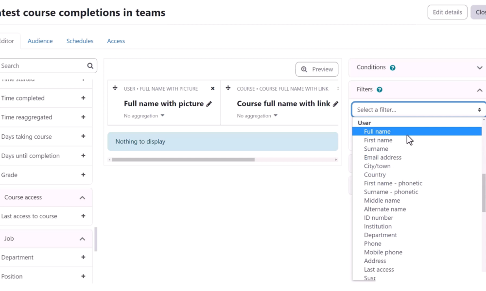Easily create Custom Reports with Moodle Workplace 4